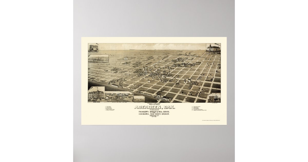 Aberdeen, SD Panoramic Map - 1883 Poster | Zazzle