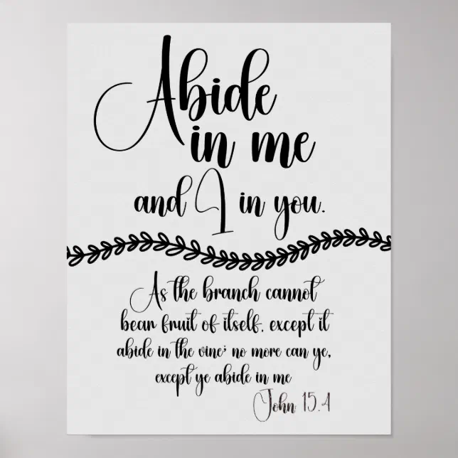 Abide in Me KJV Bible Verse Poster | Zazzle