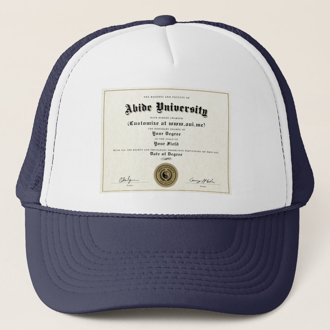 Abide University Trucker Hat | Zazzle