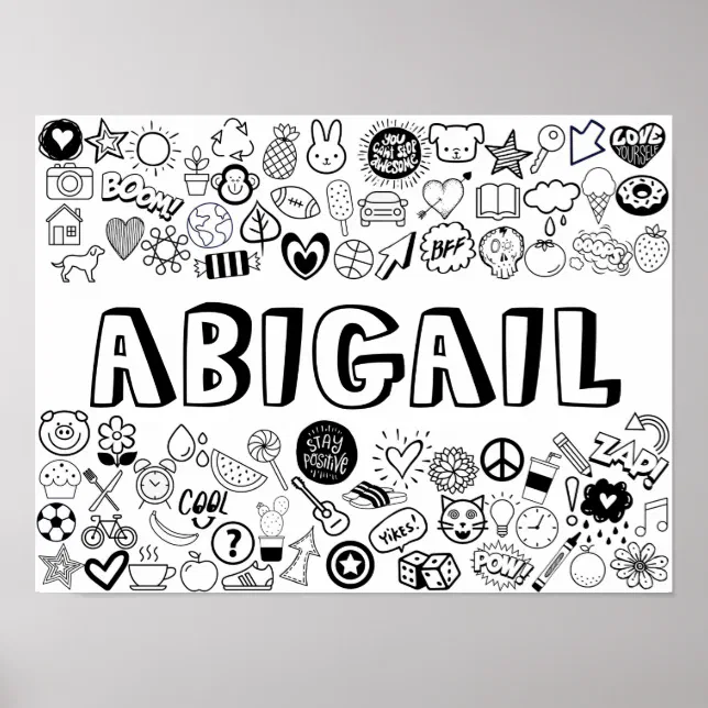 'ABIGAIL' Colour-it-Yourself Outline Design Poster | Zazzle