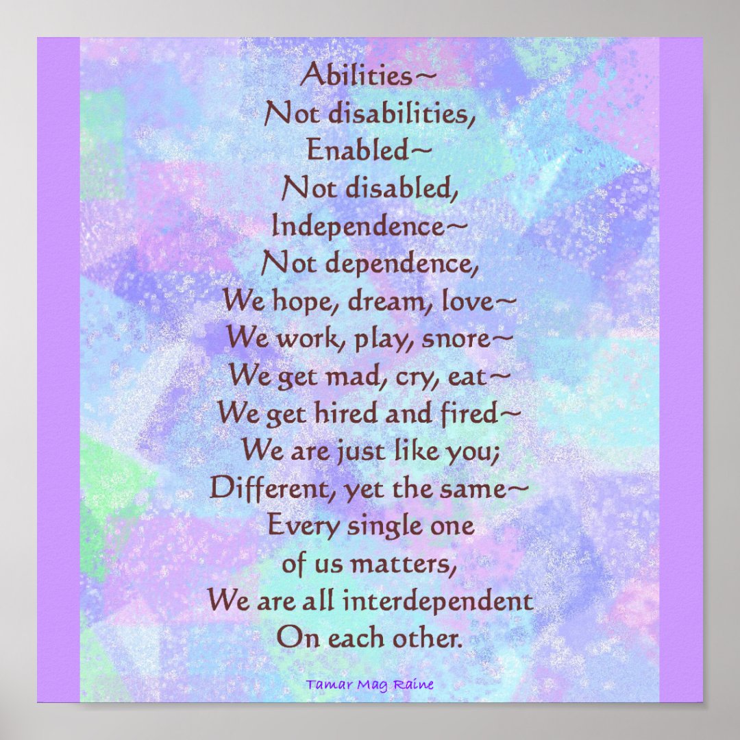 Abilities Poem Poster | Zazzle