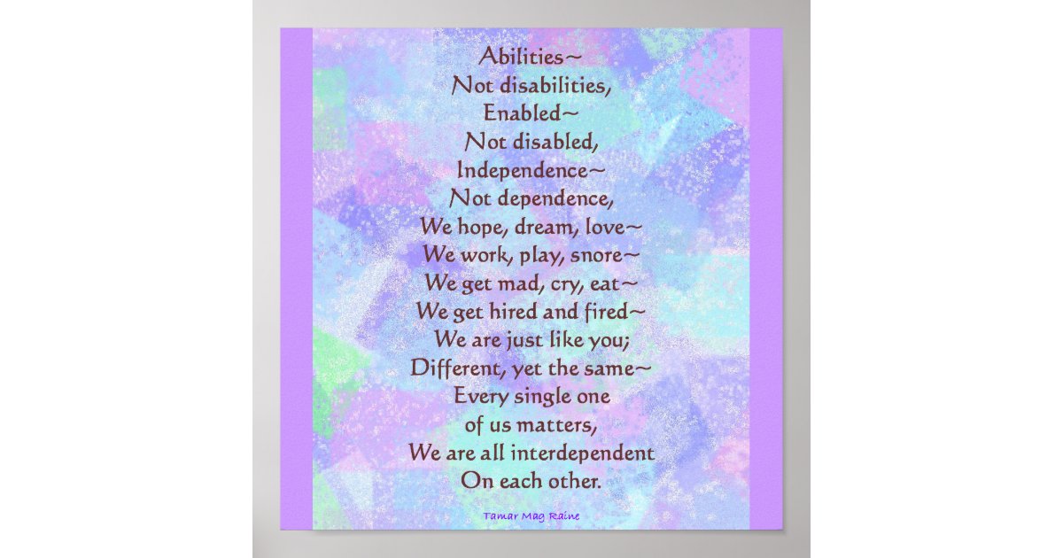 Abilities Poem Poster | Zazzle