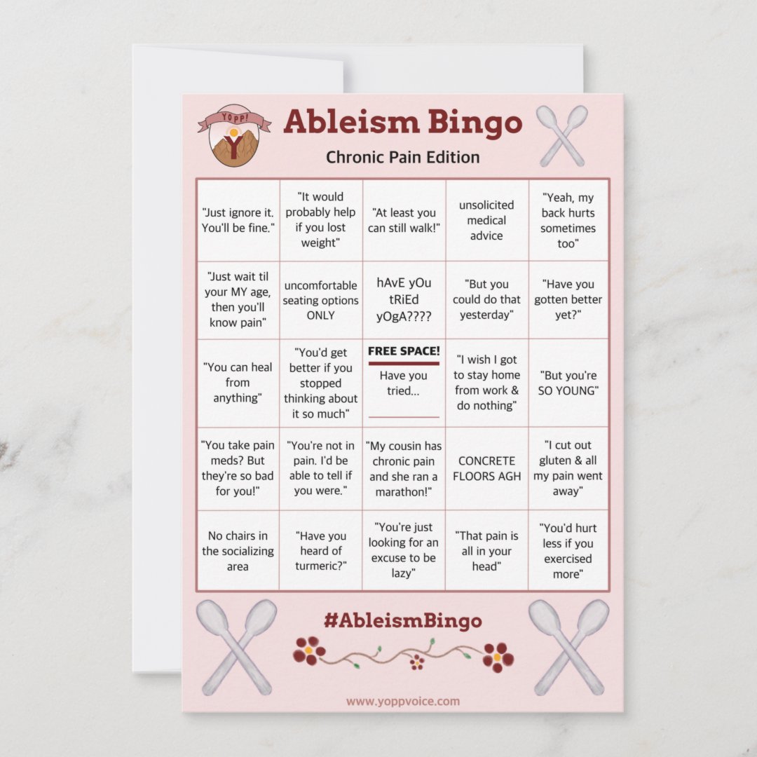 Ableism Bingo Card Chronic Pain Edition | Zazzle
