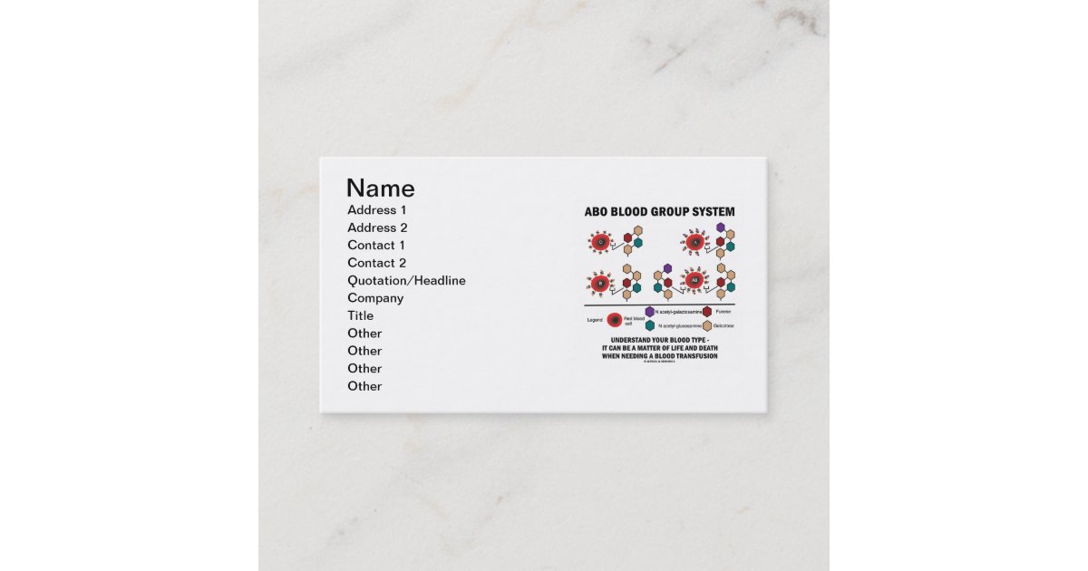 ABO Blood Group System (Blood Types) Business Card | Zazzle