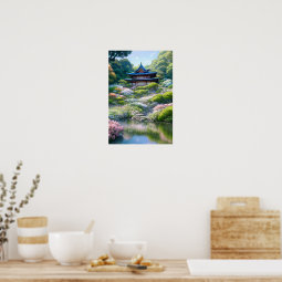 Abode in the Japanese Garden Poster | Zazzle