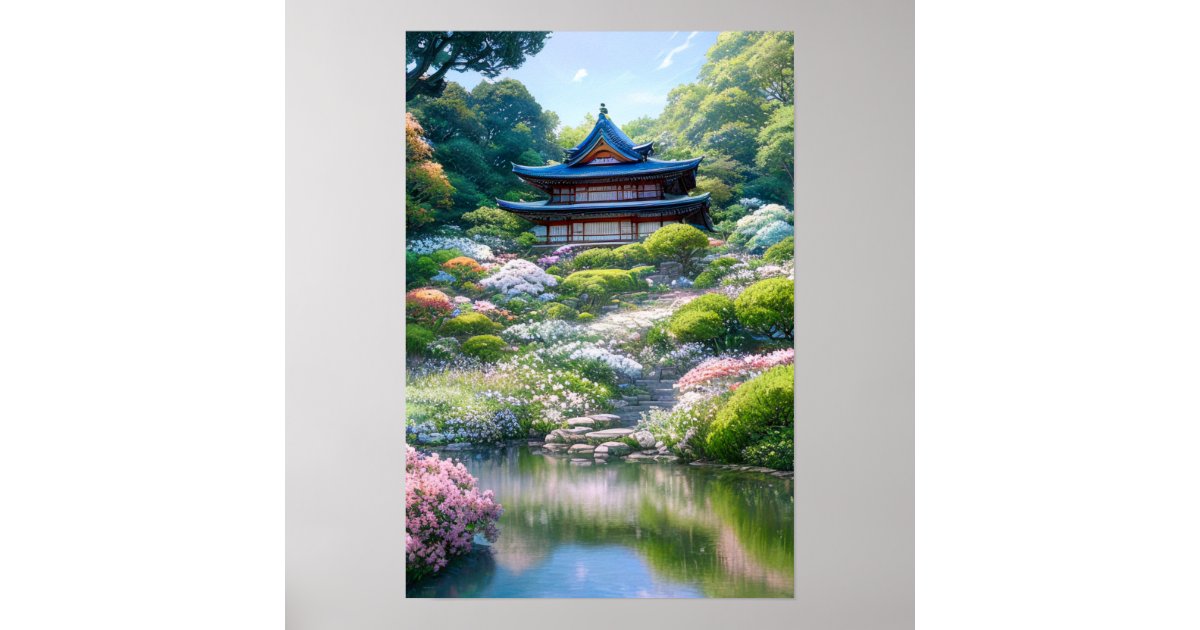 Abode in the Japanese Garden Poster | Zazzle
