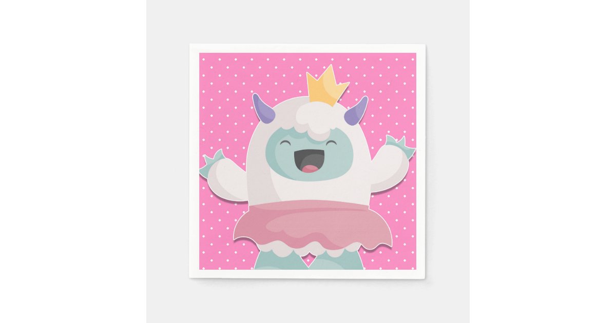 Abominable Snow Princess Yeti to Celebrate Girls Napkins | Zazzle