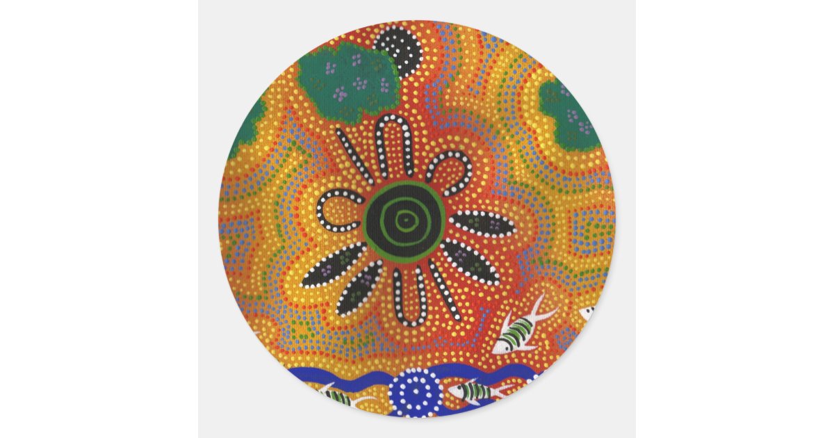Aboriginal Artwork Classic Round Sticker | Zazzle.com
