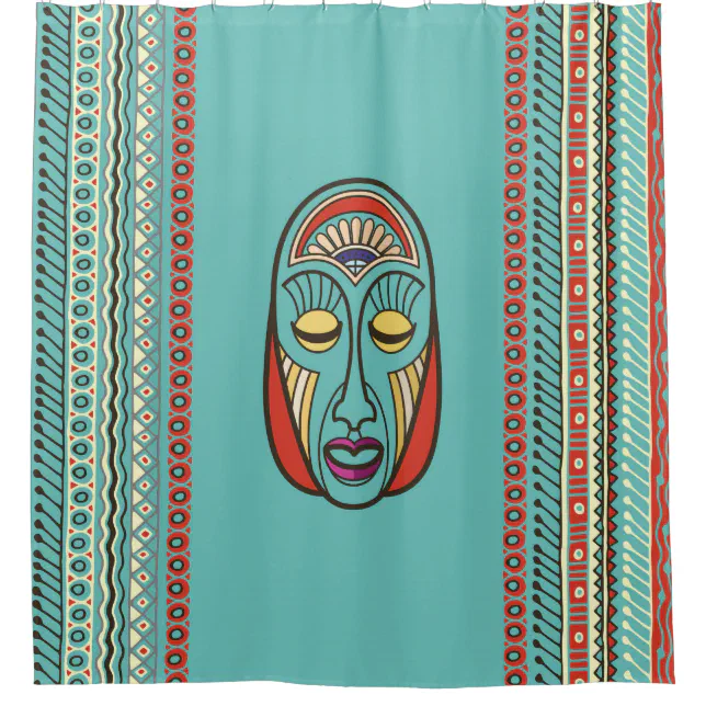 Aboriginal Aztec Inca Mayan Mask Shower Curtain | Zazzle
