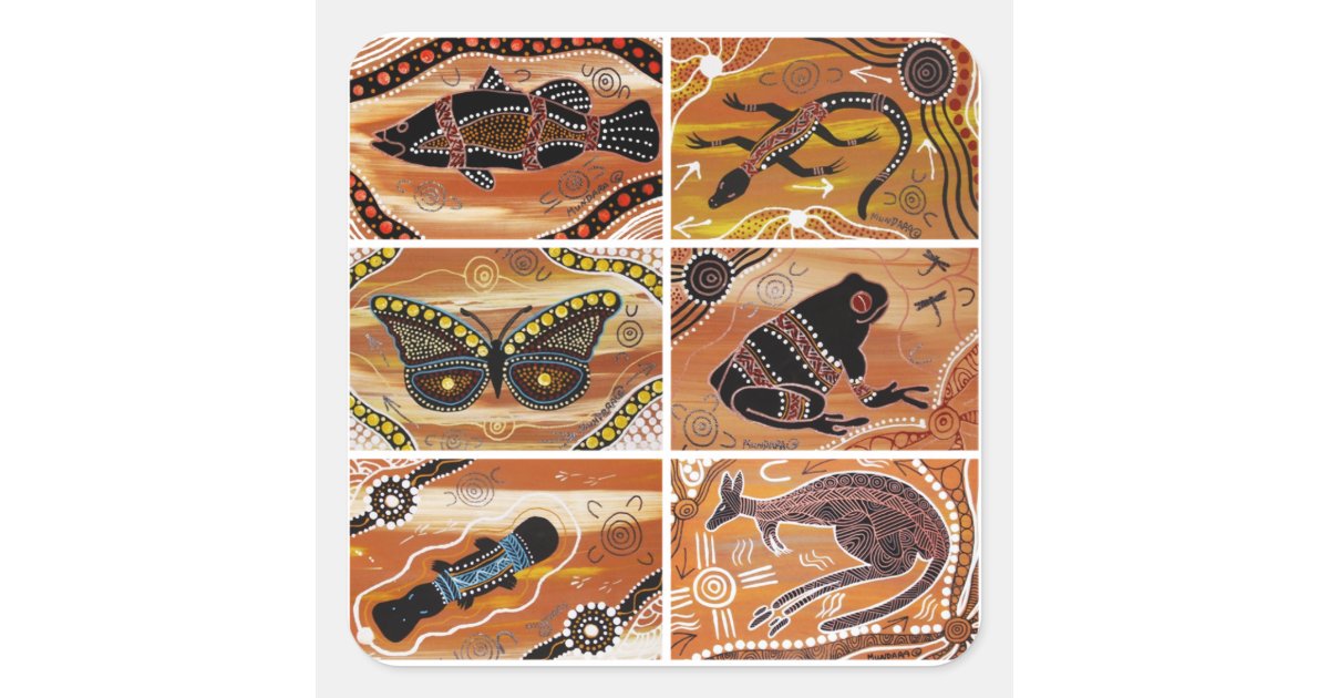 Aboriginal Collage Stickers | Zazzle