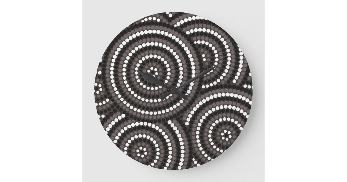 Aboriginal dot painting large clock | Zazzle