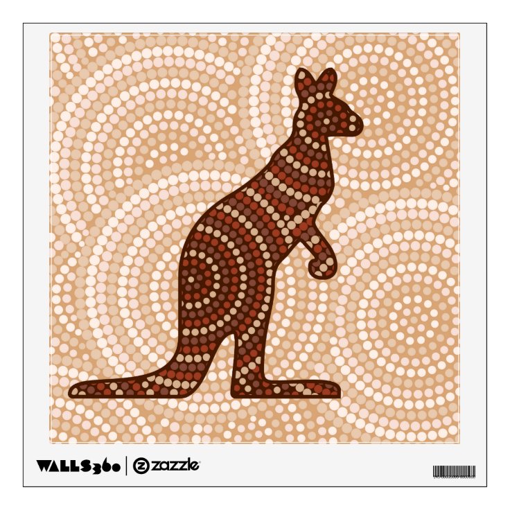 Aboriginal kangaroo dot painting wall decal | Zazzle