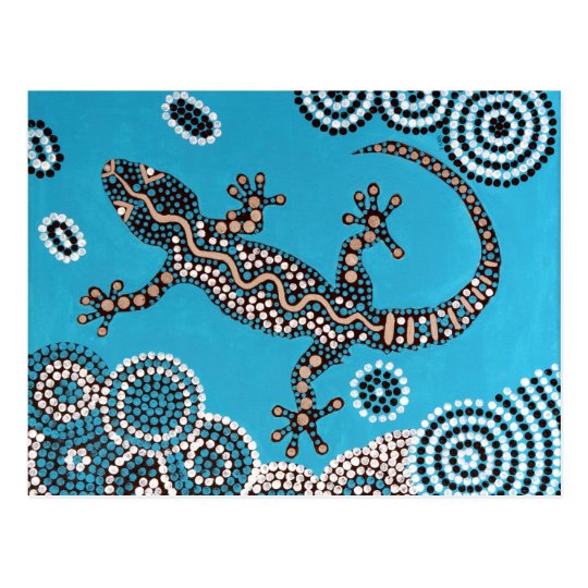 Aboriginal kind, Gecko, point painting, DOT Postcard | Zazzle.com