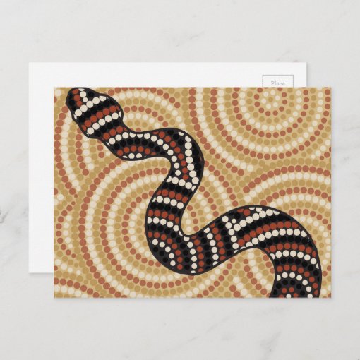 Aboriginal snake dot painting postcard | Zazzle