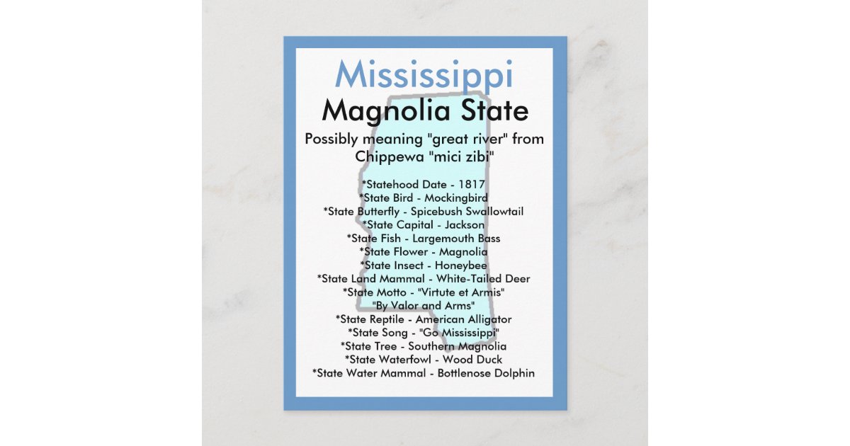 About Mississippi Postcard | Zazzle