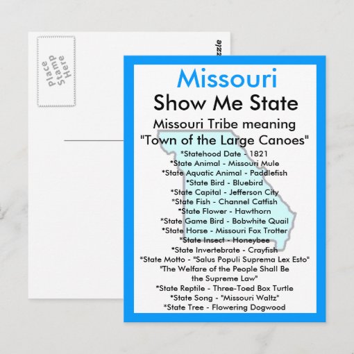 About Missouri Postcard | Zazzle