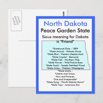 About North Dakota Postcard | Zazzle