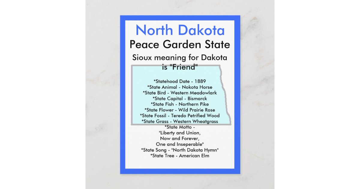 About North Dakota Postcard | Zazzle