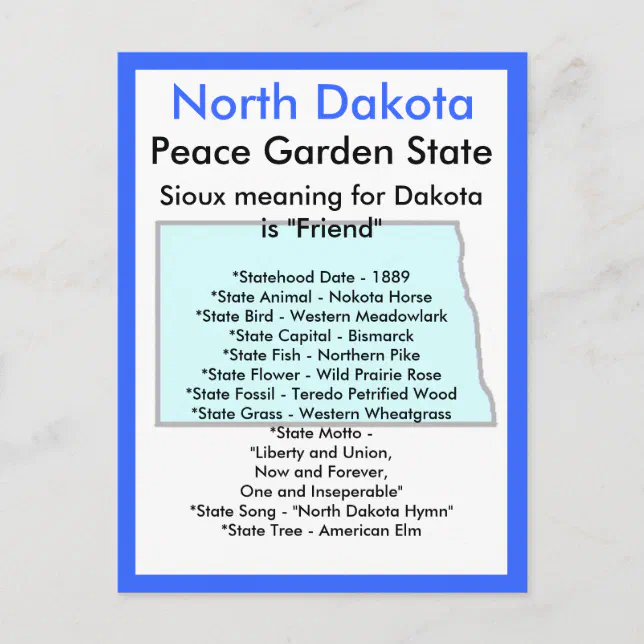 About North Dakota Postcard | Zazzle