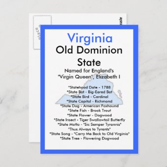 About Virginia Postcard | Zazzle