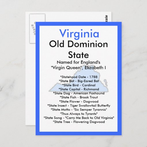 About Virginia Postcard | Zazzle