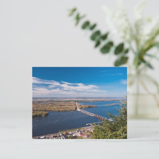Above Mississippi River and Dam at Alma Postcard | Zazzle