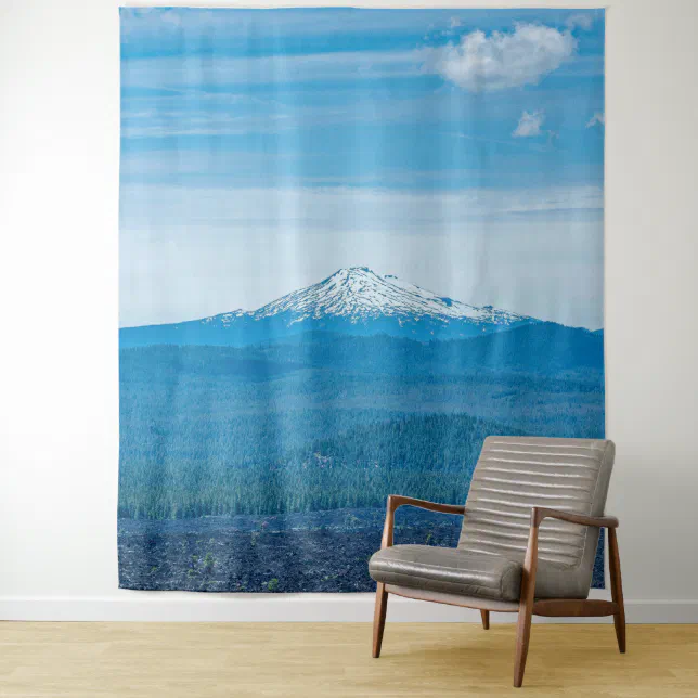 Above Tree Line // Blue Forest and Sky Tapestry | Zazzle