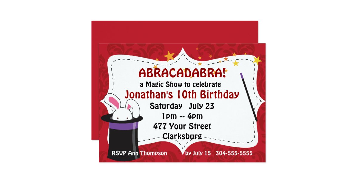 Abracadabra Magic Show Card | Zazzle