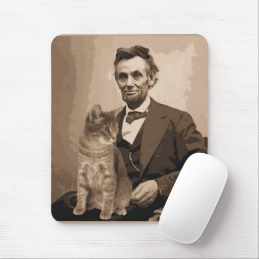 Abraham Lincoln and his cat "Dixie" Mouse Pad | Zazzle