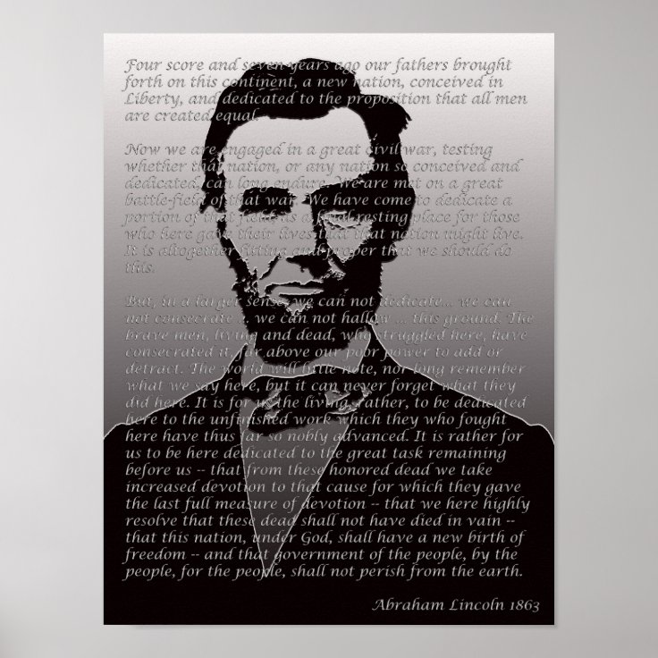Abraham Lincoln Gettysburg Address Portrait Poster | Zazzle