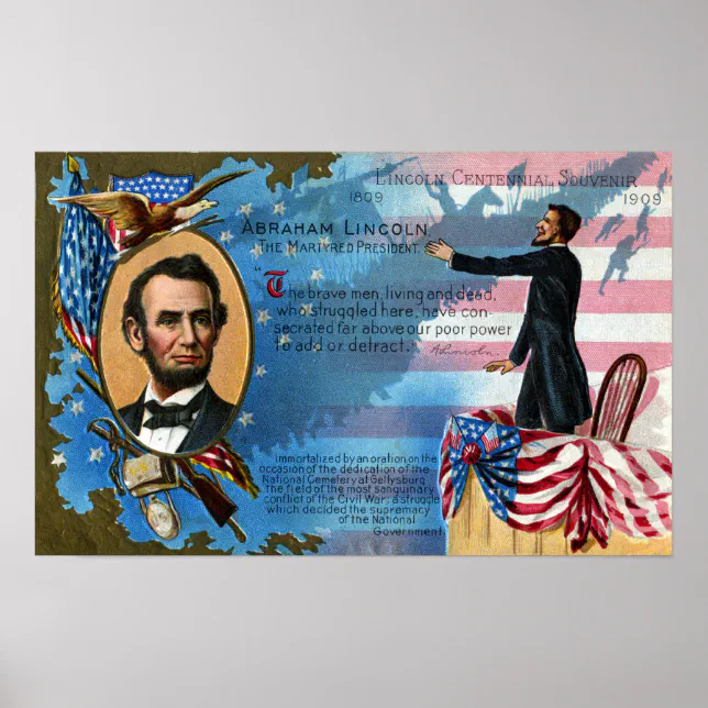 Abraham Lincoln Giving Gettysburg Address Poster | Zazzle