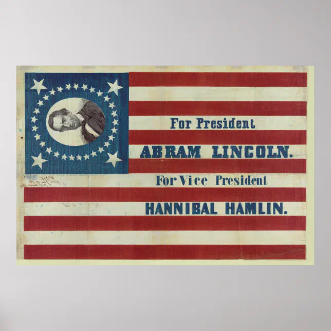 Abraham Lincoln Presidency Campaign Banner Flag Poster | Zazzle