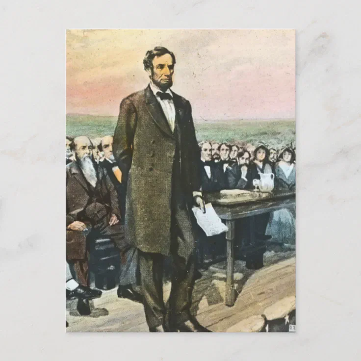 Abraham Lincoln Recites the Gettysburg Address Vin Postcard | Zazzle