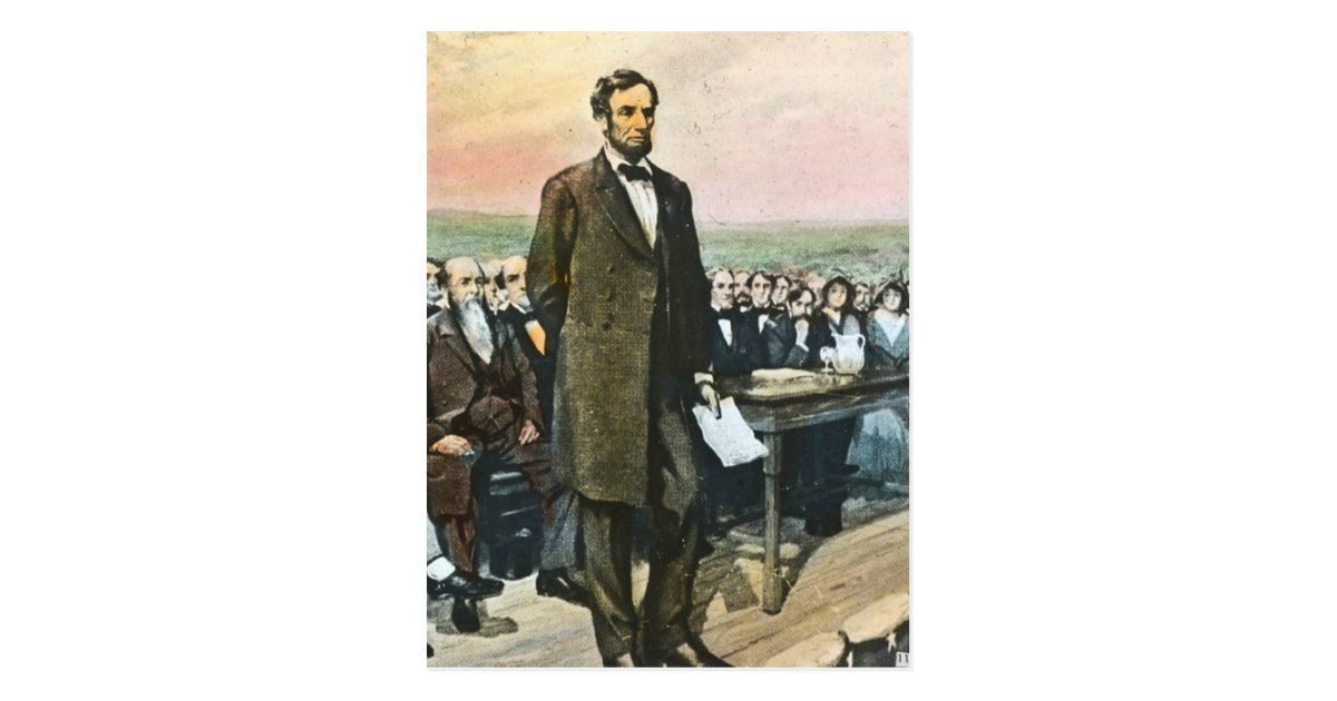 Abraham Lincoln Recites the Gettysburg Address Vin Postcard | Zazzle.com