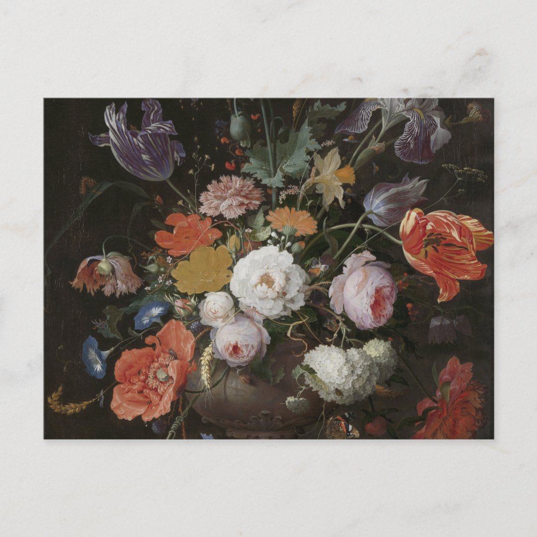 Abraham Mignon - Still Life With Flowers And A Wat Postcard | Zazzle
