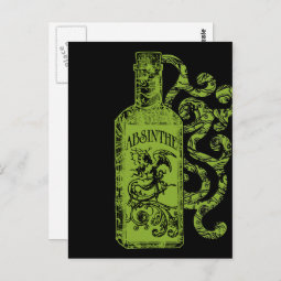 Absinthe Bottle Swirls Postcard | Zazzle