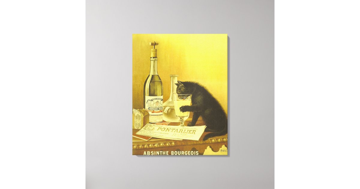 Absinthe Bourgeois and Cat Fine Vintage Poster Canvas Print | Zazzle