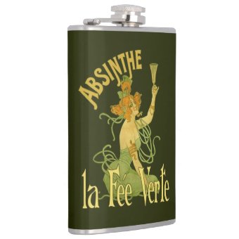 Absinthe Green Fairy La Fee Verte,Poster Steampunk Hip Flask | Zazzle