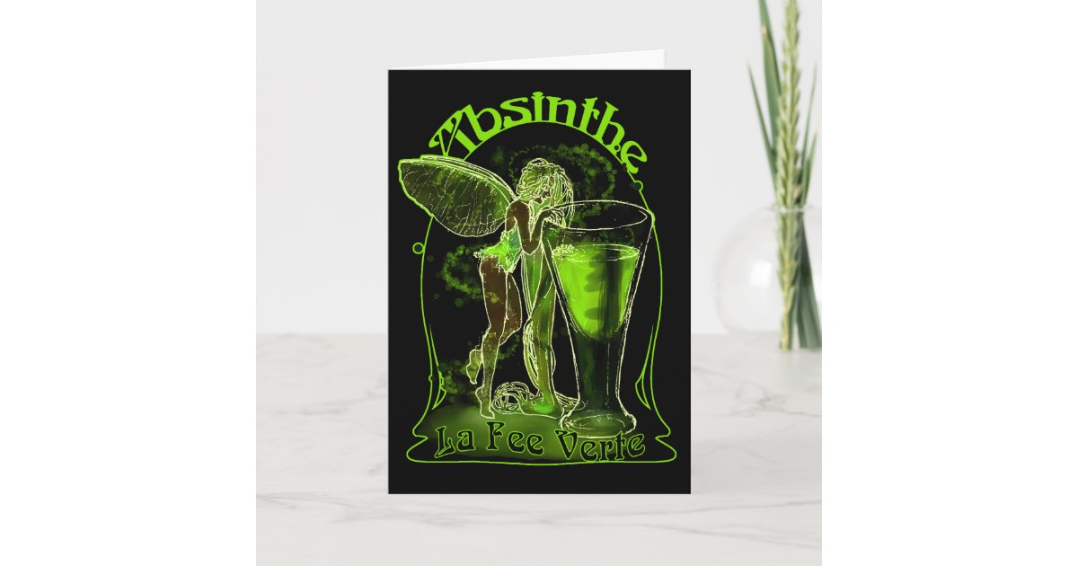 Absinthe La Fee Verte Fairy With Glass Card | Zazzle