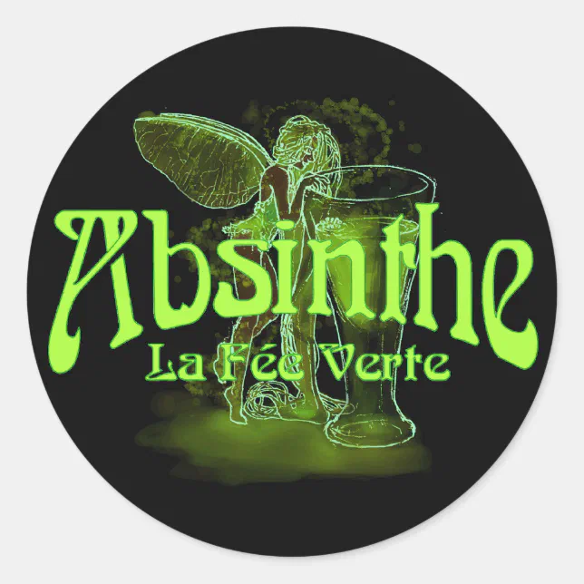 Absinthe La Fee Verte Fairy With Glass Classic Round Sticker | Zazzle