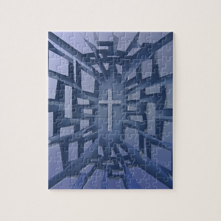 Abstract 3D Christian Cross Jigsaw Puzzle | Zazzle