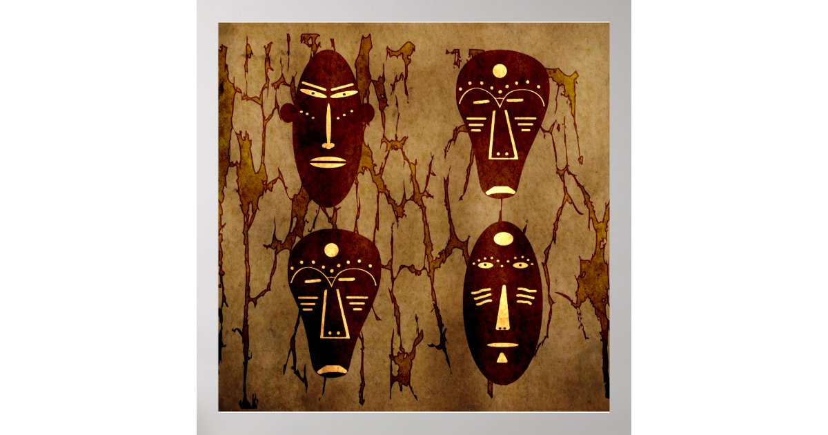 Abstract african tribal drawing poster | Zazzle