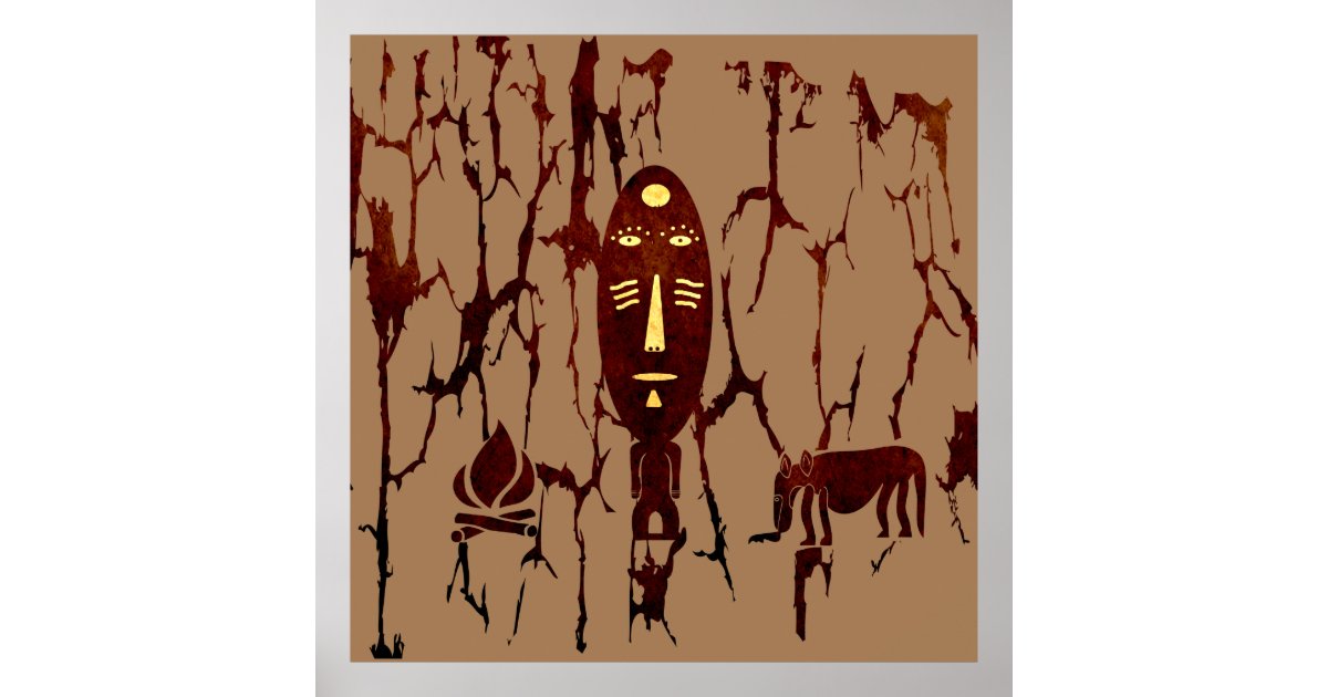 Abstract African tribal scene art Poster | Zazzle