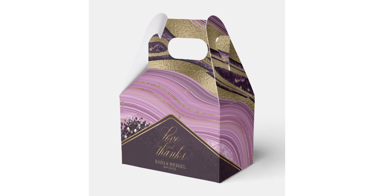 Abstract Agate Wedding Mauve V2 ID827 Favor Boxes | Zazzle