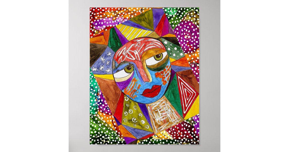 Abstract and Colorful Face Portrait Poster | Zazzle