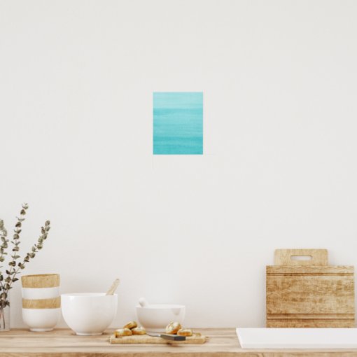 Abstract Aqua Blue Ombre Watercolor Art Poster | Zazzle
