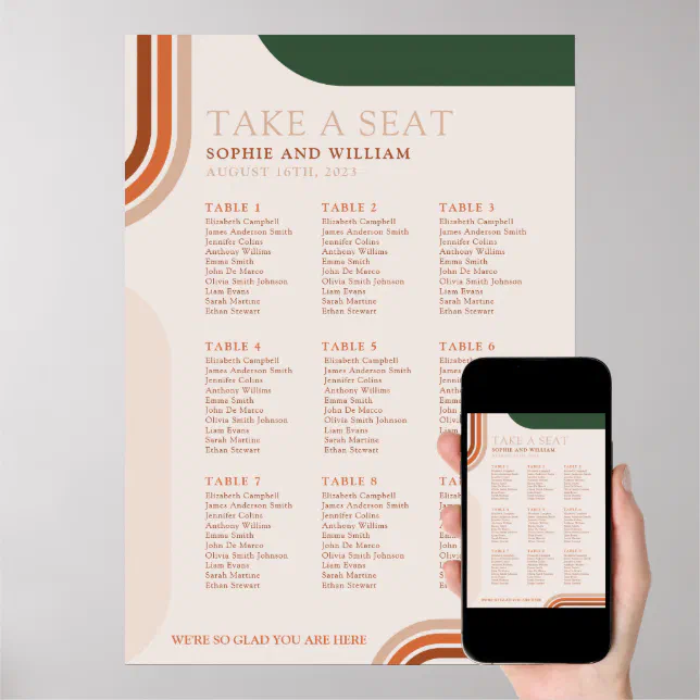 Abstract Arch Wedding Seating chart sign | Zazzle