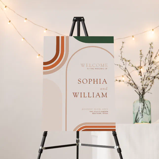 Abstract Arch Wedding Welcome Sign Board | Zazzle