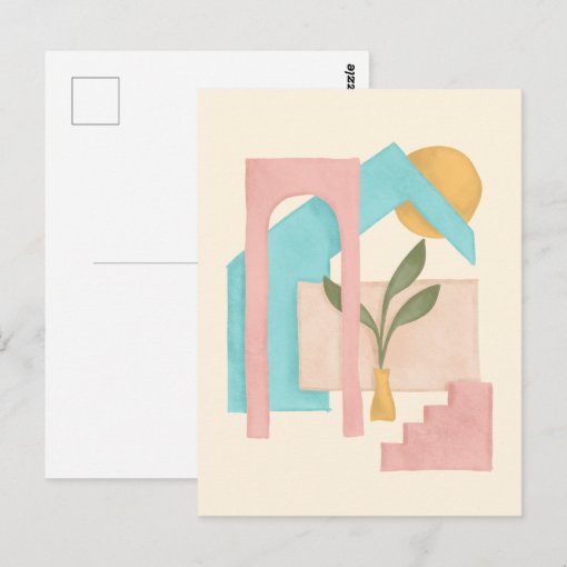 Abstract Art Architecture Illustration Modern Postcard | Zazzle