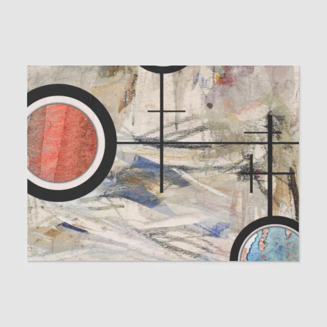 abstract art collage, mixed media and watercolor 3 tissue paper | Zazzle